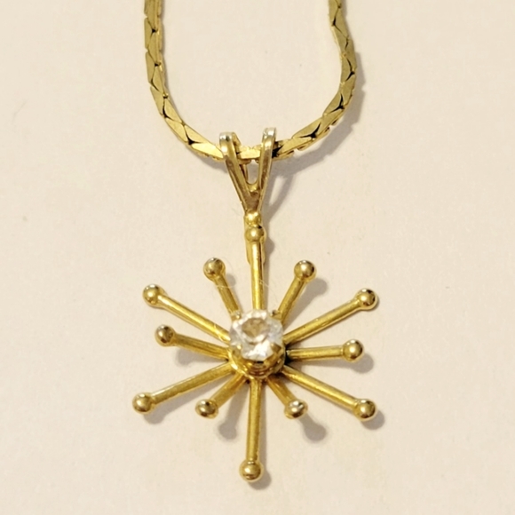 Source Unknown | Jewelry | Vintage Sunburst Diamond Chip Pendant ...